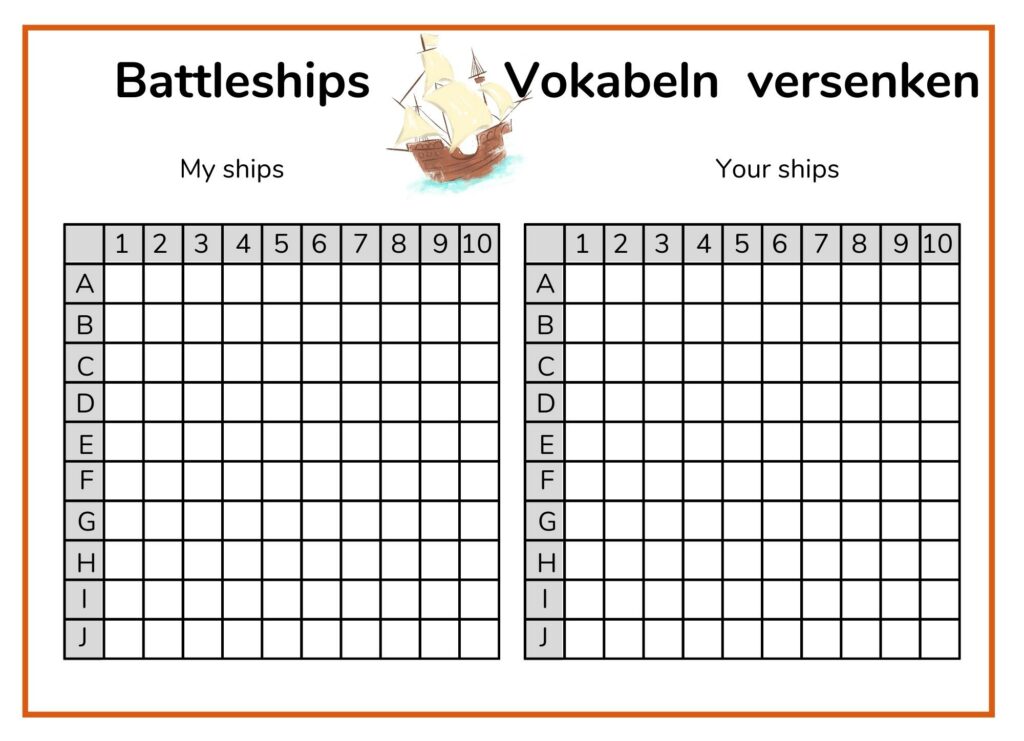 Vokabelspiel Schiffe versenken - Battleships